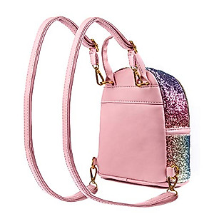 SEALINF Women Girl Bling Mini Backpack Convertible Shoulder Cross Bags Purse (pink-2)