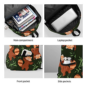 KiuLoam 17 Inch Backpack Cute Red Panda Cartoon Design Laptop Backpack Shoulder Bag School Bookbag Casual Daypack