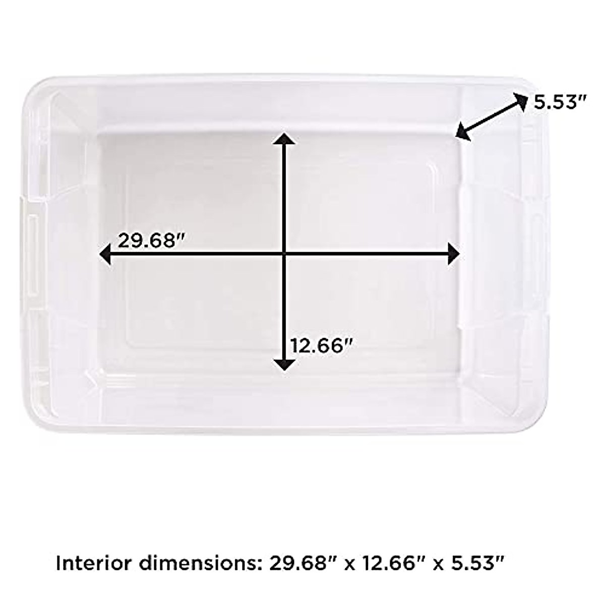 HOMZ Large 41 Quart Clear Plastic Under Bed See Through Stackable Storage Organizer Container with Red Snap Lock Lid (4 Pack)