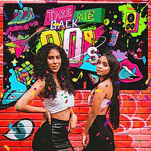 5x3ft 80s 90s Party Decorations, 80s Theme Party Backdrop for Photography Graffiti Wall Decor, Back to The 80s Retro Hanging Background for Birthday Party (80s)