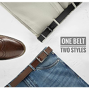 CHAOREN Mens Belts Leather Reversible - One Belt, Two Styles for Dress and Casual Wear