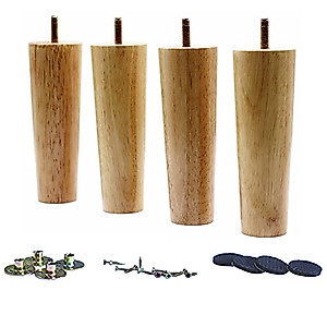 WEICHUAN Round Solid Wood Replacement Sofa Couch Chair Ottoman Loveseat Coffee Table Cabinet Furniture Wood Legs(6" Straight Set of 4)