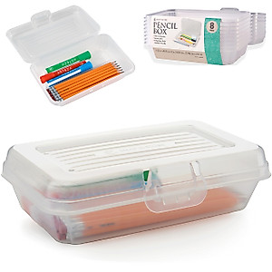 Snap-N-Store Plastic Supply Box (Pack of 8) - Convenient Storage Solution (8.9" x 5.6" x 2.5"), Clear