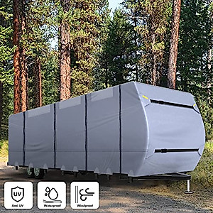 Weize Travel Trailer RV Cover - 5 Layers 300D Oxford Camper Cover，Suitable for 24'1''-26' Motorhomes, with Tire Cover，Waterproof Protection and Anti-UV