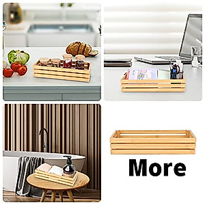 MinBoo Bamboo Toilet Paper Basket Toilet Tank Top Toilet Paper Storage Bathroom Trays for Counter Bamboo Bathroom Accessories for Bathroom Decor Bamboo Storage Basket