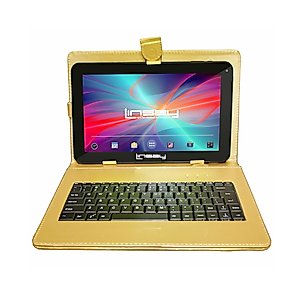 LINSAY 10.1" Quad Core 2GB RAM 32GB Android 11 Tablet with Golden Keyboard