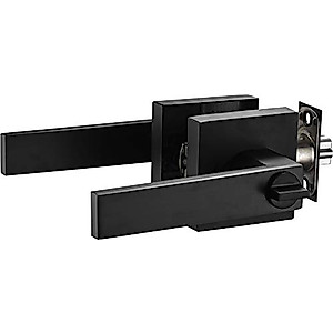 Berlin Modisch Contemporary Square Entry Lever Door Handle Lock and Key Locking Lever Set [for Front Door or Office] Reversible for Right & Left Sided Doors Heavy Duty – Iron Black Finish