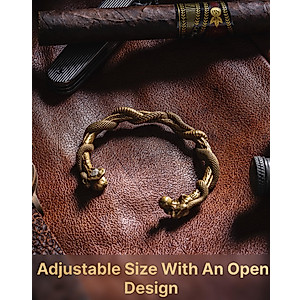 COPPERTIST.WU Cuff Bracelets for Men Women | Double Snake Twisted Brass Open Bangle Jewelry Gifts (S)