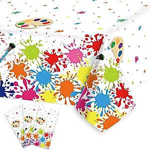 gisgfim 3 Pcs Art Party Decorations Art Paint Party Tablecloth Decoration Supplies Plastic Art Party TableCover Artist Birthday Party Decor for Kids 105 x 54 inch