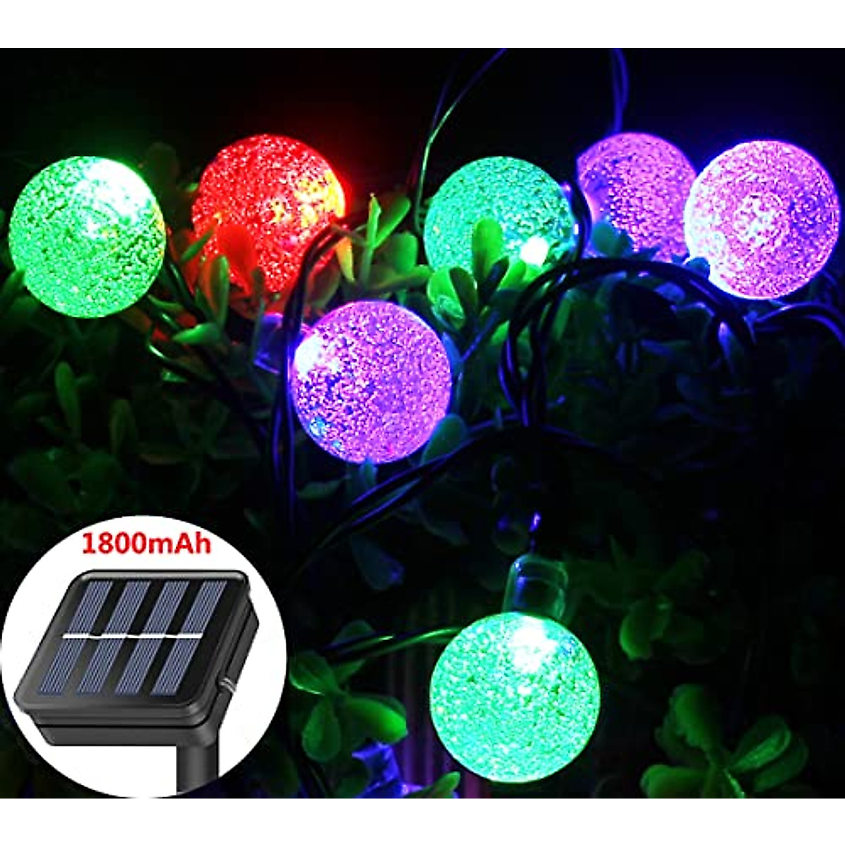 SPLOcolor Solar String Lights Outdoor, 20ft Waterproof 30 LEDs 8 Modes Crystal Globe Solar String Fairy Lights Backyard Patio Christmas Lights for Holiday Party Gardens Backyard Wedding (Multicolor)