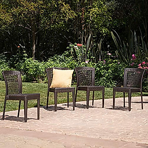 Christopher Knight Home Dusk Outdoor Wicker Stacking Dining Chairs, 4-Pcs Set, Multibrown