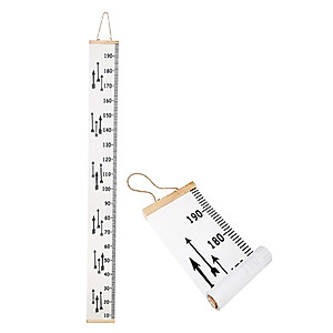 Baby Height Growth Chart Hanging Rulers Kids Room Wall Wood Frame Canvas Ruler Room Decoration 79''x7.9'' (Arrow)