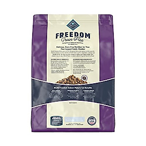 Blue Buffalo Freedom Grain Free Natural Indoor Mature Dry Cat Food, Chicken 11-lb