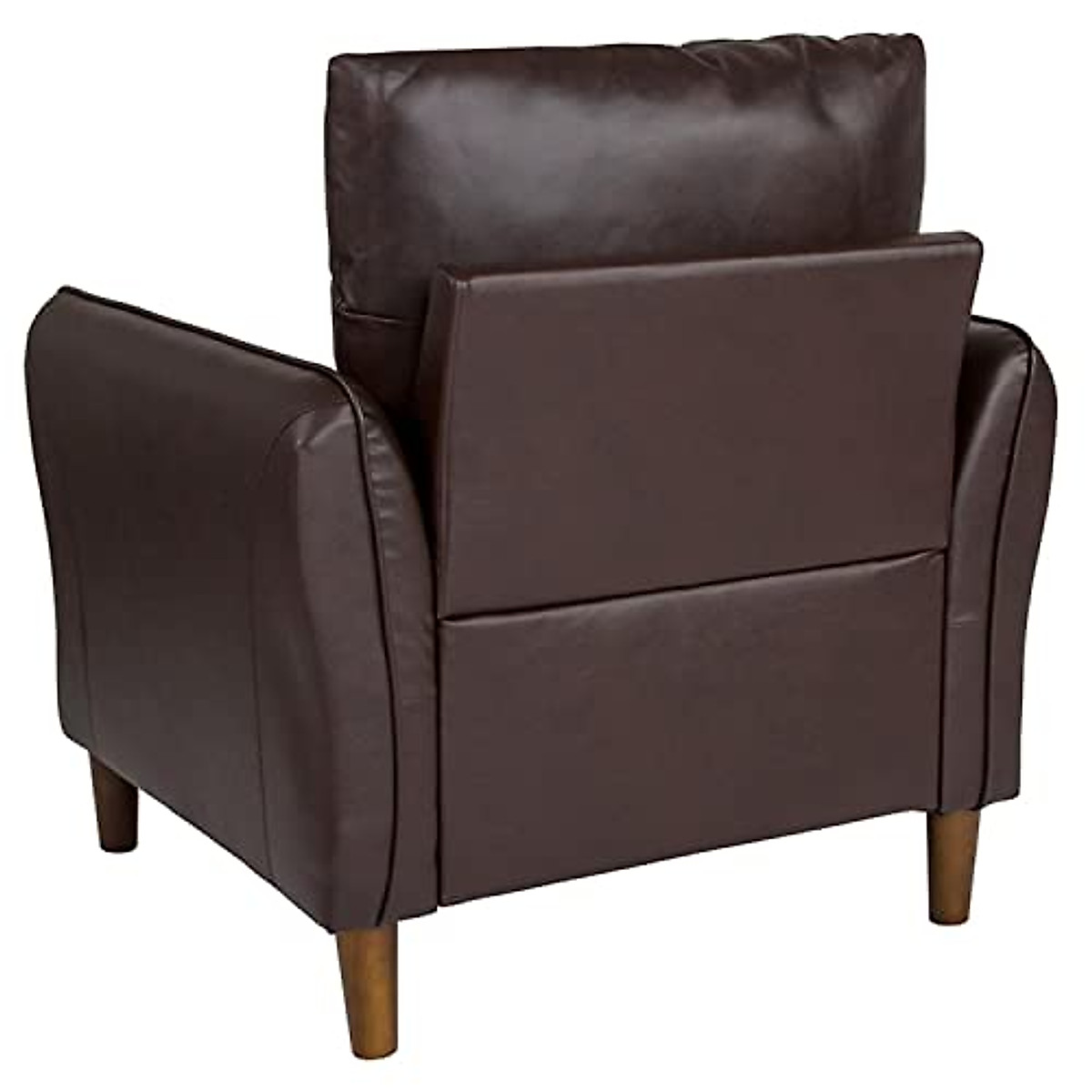 Flash Furniture Milton Park Upholstered Plush Pillow Back Arm Chair in Brown LeatherSoft