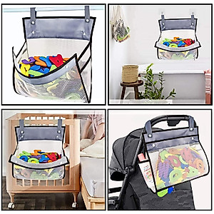 Linkidea 2 Pack Hanging Mesh Toddler Bath Toys Organizer, Kids Toddlers Bathroom Decor Bathtub Toy Holder, Large Capacity Multi Use Bathroom Shower Bathtub Toy Storage Hangs Bag