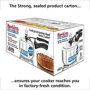 Hawkins Stainless Steel Pressure Cooker, 1.5 Liter, Silver