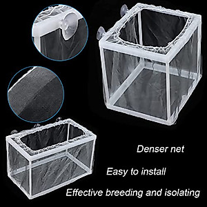 2 Pack Aquarium Fish Breeder Box, Fish Isolation Box, Hatching Box, Juvenile Fish Spawning Incubator, Water Isolation Net Hatchery with Incubator Mesh and 10 Suction Cup(Small Size,Big Size)