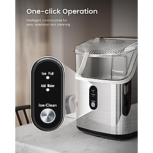 AGLUCKY Nugget Ice Maker Countertop,35Lbs/24H Pebble Ice Maker with Chewable Ice,Self-Cleaning Pellet Ice Maker with Ice Scoop,One-Click Operation,for Home/Kitchen/Office(Silver)