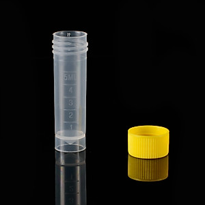 Eowpower 80 Pieces 5 ml Flat Bottom Plastic Graduated Sample Vial Tube with Screw Caps, Small Sample Bottles with Lid