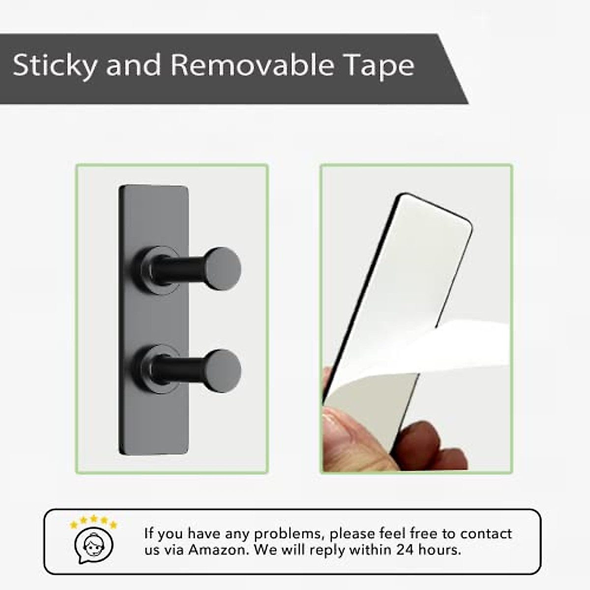 pickpiff 4-Pack Shower Hooks for Inside, Extra Sticky Stainless, Razor Holder Wall Mounted, Shower Accessories, Self-Adhesive Double Hooks for Razor, Loofah, Towel, Shaver, Coat, Key, Matt Black