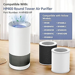 H-HF400-VP Replacement Filter Kit Compatible with Hunt-er H-HF400-VP H-PF400 with True HEPA Pre-Filter for HP400 Air Purifier Series,1 True HEPA Filter+4 Pre-Filters