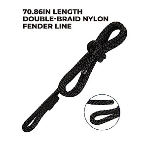 KEMIMOTO Boat Fenders Boat Bumpers for 15-35ft Boat, 4 Pack Inflatable Boat Fenders Bumpers with 4 Ropes, Boat Bumpers for Docking, Black