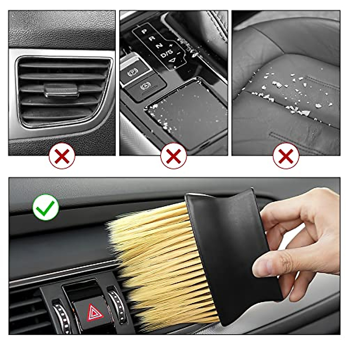 Philbinden 2 Pack Car Air Outlet Cleaning Brush Auto Interior Detailing Dust Brush Soft Bristles Detailing Dust Sweeping Tools for Dashboard Air Conditioner Vents (A Type)