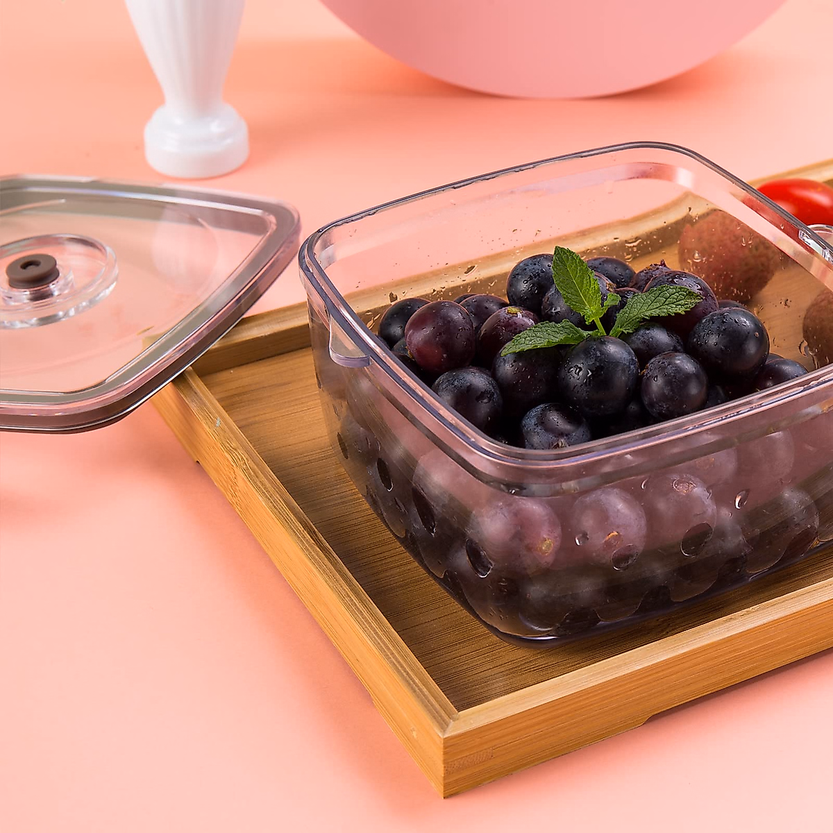 FEBEEK 2.8L Airtight Sealed Fresh-keeping Food storage Container with Vacuum Electric Pump for Meats, Pickles, Spices, Salads, Jams, BPA-Free