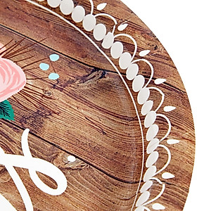 BLUE PANDA 80-Count Wedding Paper Plates, Disposable Mr and Mrs Rustic-Style Reception, Bridal Shower, Country Wedding Decorations, Engagement Party Supplies (9 in) Bulk Pack