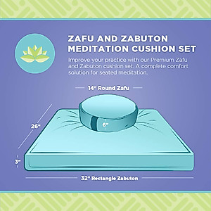 Meditation Cushion Set - Zafu and Zabuton - Made in the USA. Our Navy Cotton Round-Shaped Meditation Pillow is Filled for Comfort and Designed with a Zipper Cover for Easy Cleaning.