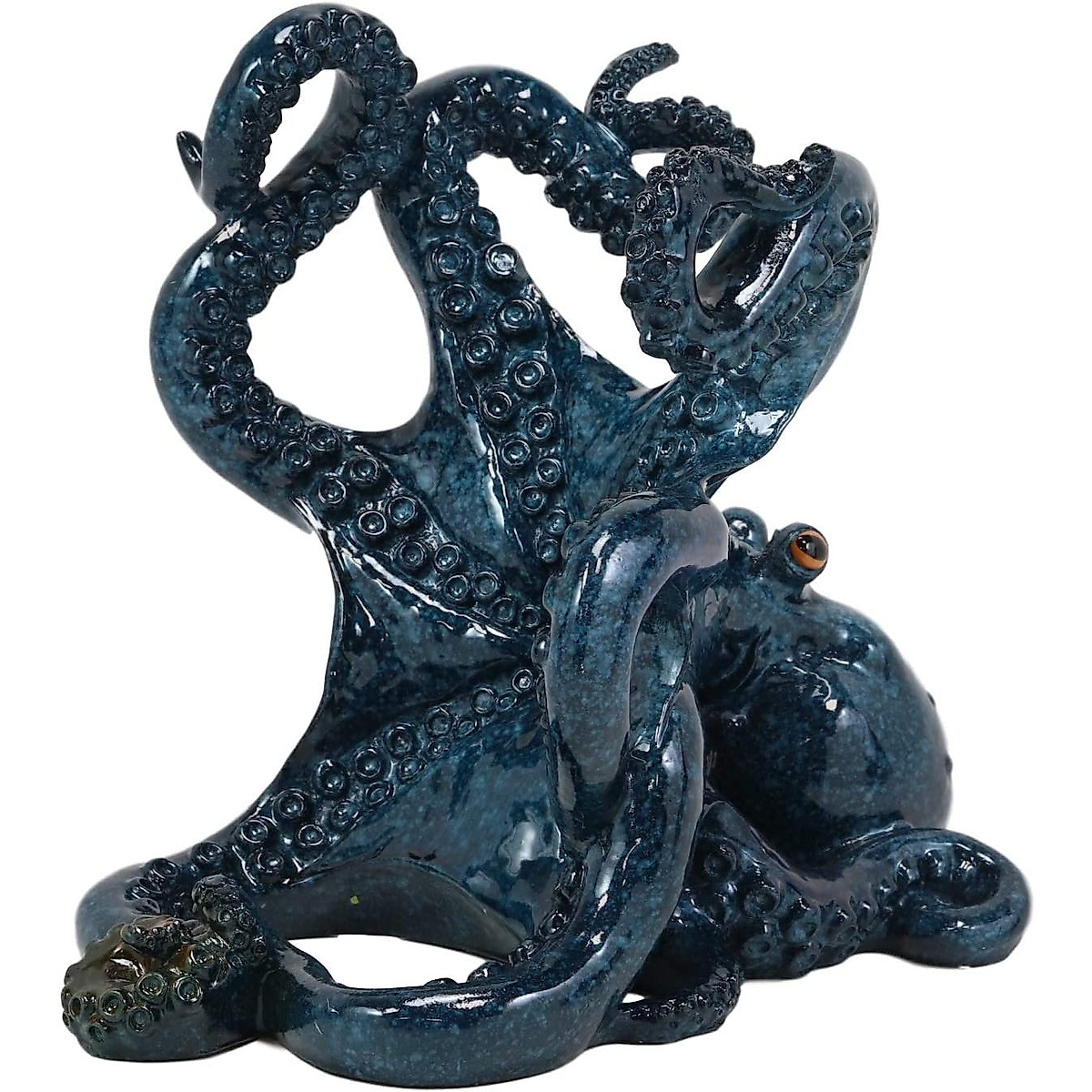 Octopus Wine Holder Figurine Countertop Bar Decor Octopus Sculpture Single Wine Holder (Blue)