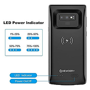 NEWDERY Upgraded Galaxy Note 9 Battery Case Qi Wireless Charging, 5000mAh Rechargeable Extended Charger Case with Raised Bezel and Air Cushion Technology Compatible Samsung Galaxy Note 9 (Black)