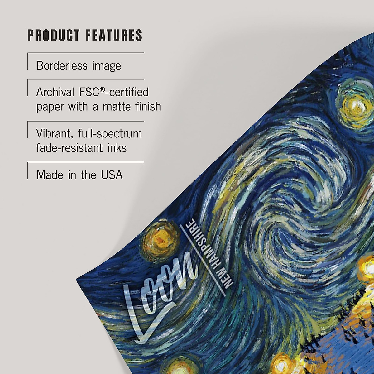 Lantern Press 24x36 Inch Giclee Art Print Wall Decor, Loon New Hampshire Ski Starry Night