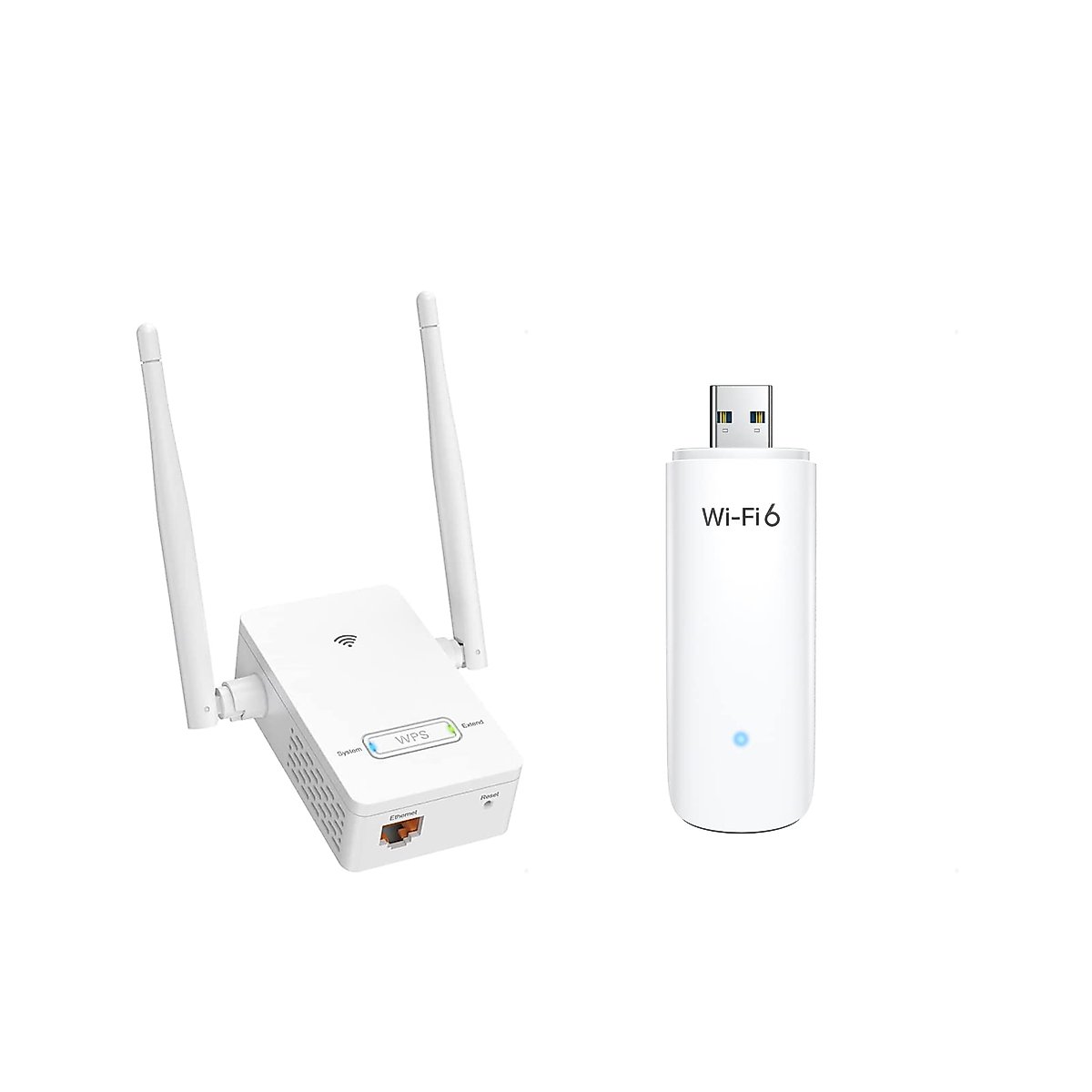 BrosTrend Universal WiFi to Ethernet Adapter, 300Mbps on 2.4GHz, WiFi to Wired Converter Wireless Bridge + BrosTrend WiFi 6 AX1800Mbps USB WiFi Adapter Dual Band WiFi Dongle