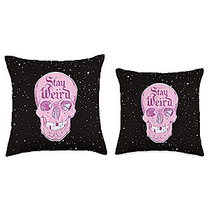 Pastel Goth Girl Tees by ADS Pastel Goth Girl, Stay Weird, Emo Pink Skull for Teens Throw Pillow, 18x18, Multicolor