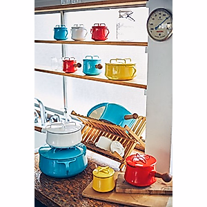 DANSK 833297 Koben Style Double Handed Pot, 7.1 inches (18 cm), 2.2 L., Induction Compatible, Turquoise/Teal, Oven Safe, Enameled