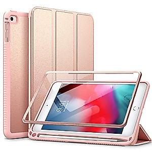 SURITCH Case for iPad Mini 4/iPad Mini 5,【Built in Screen Protector】【Auto Sleep/Wake】【Pencil Holder】 Lightweight Leather Case Flip Cover with Stand for iPad Mini 4/Mini 5 7.9"(Rose Gold)