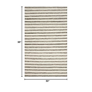 SAFAVIEH Dhurries Collection 5' x 8' Brown / Ivory DHU575E Handmade Flatweave Premium Wool Area Rug