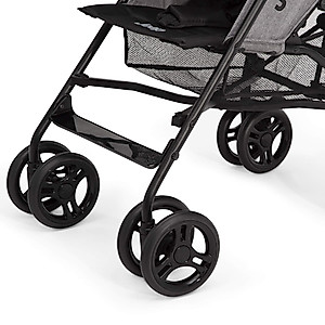Jeep PowerGlyde Plus Stroller by Delta Children Lightweight Travel Stroller with Smoothest Ride, Aluminum Frame, 4-Position Recline, Extra Large Storage Basket, Grey
