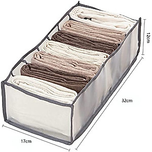 LOLELAI 7 Grids Washable Wardrobe Clothes Organizer Jeans Compartment Storage Box Foldable