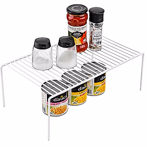 KIKIBRO Heavy Duty Cabinet Storage Shelf Rack, Large Rustproof Stainless Steel Food Kitchen Organizer for Spice, Cabinets, Pantry Shelves, Countertops Dishes, Plates, Bowls, Mugs, Glasses - Set of 6