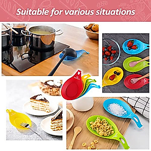 [GRACESTHETIC] Silicone Spoon Rest, 4pcs Spoon holder, Flexible Almond -Shaped, utensil holder, Cooking Utensil Rest – Ladle Spatula Spoon Holder