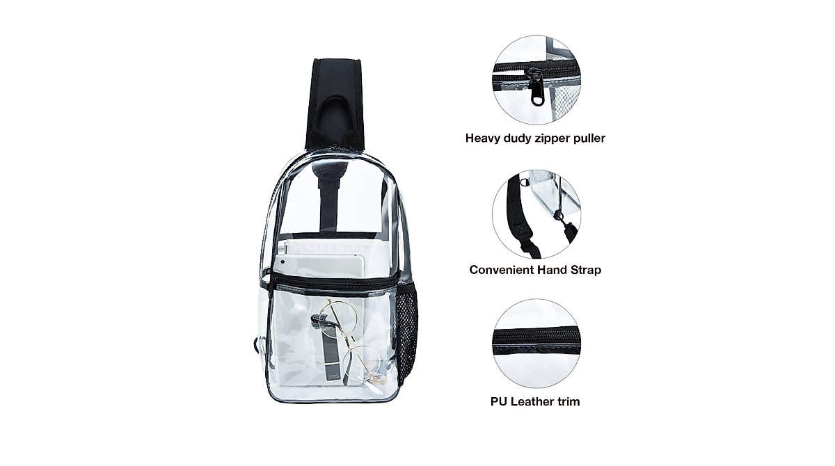 Clear Sling Bag for Women - Waterproof Transparent Crossbody Backpack