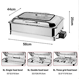 9l Food Warmer for Party Buffet, Electric Chafing Dish with Temperature Control, Stainless Steel Dish for Parties, Buffet Equipment for Restaurant(Size:1/2)