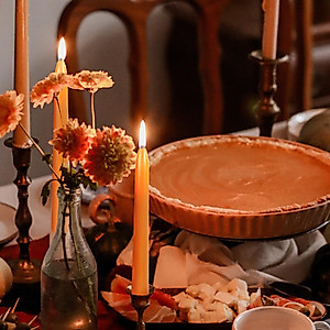 Olorvela Orange Beeswax Taper Candles,8" Long Candlestick,smokeless dripless unscented Natural Beeswax Candles.for Gift,Mother's Day (Orange)