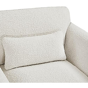 Meridian Furniture 198Cream-L Stylus Collection Modern | Contemporary Boucle Fabric Upholstered Loveseat with Rich Cream Boucle Fabric, Curved Arms, 64" W x 38" D x 31" H, Cream
