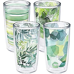 Tervis Made in USA Double Walled Yao Cheng Green Crystal Insulated Tumbler Cup Keeps Drinks Cold & Hot, 16oz 4pk, Green Collection
