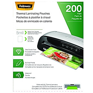 Fellowes Saturn 3i 125 Thermal Laminator Machine with Self-Adhesive Laminating Pouch Starter Kit, 12.5 inch & Thermal Laminating Pouches, Letter Size Sheets, 5mil 200pk, Clear (5743601)