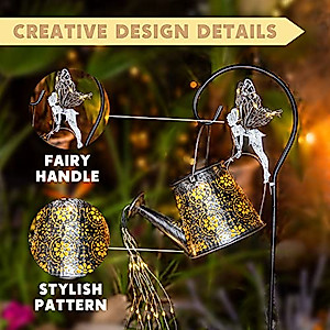 Joiedomi Solar Watering Can Figurine Lights, Metal Waterfall Garden Lights with Shepherd Hook(39 Inch), Outdoor Waterproof Decorative Watering Can for Patio, Lawn, Garden, Pathway