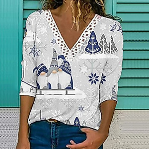 Womens Blouses and Tops Dressy Short Sleeve Women's Double Puff Sleeve Blouses Chiffon Half Sleeve Swiss Dot Tops V Neck Tshirts Casual Dressy